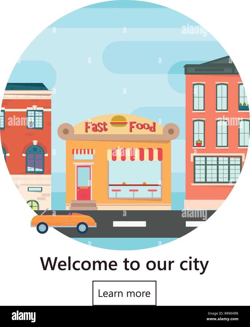 Web banner with city landscape City landscape Urban landscape in flat ...
