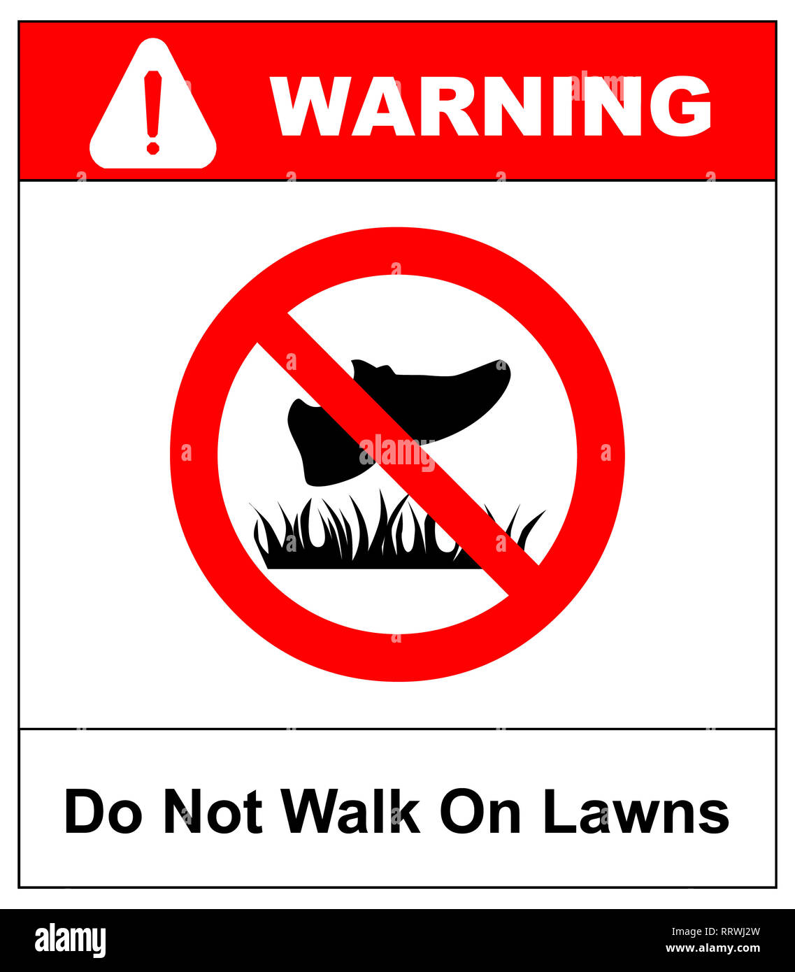 Do not step on grass sign, do not walk on lawns. illustration isolated ...