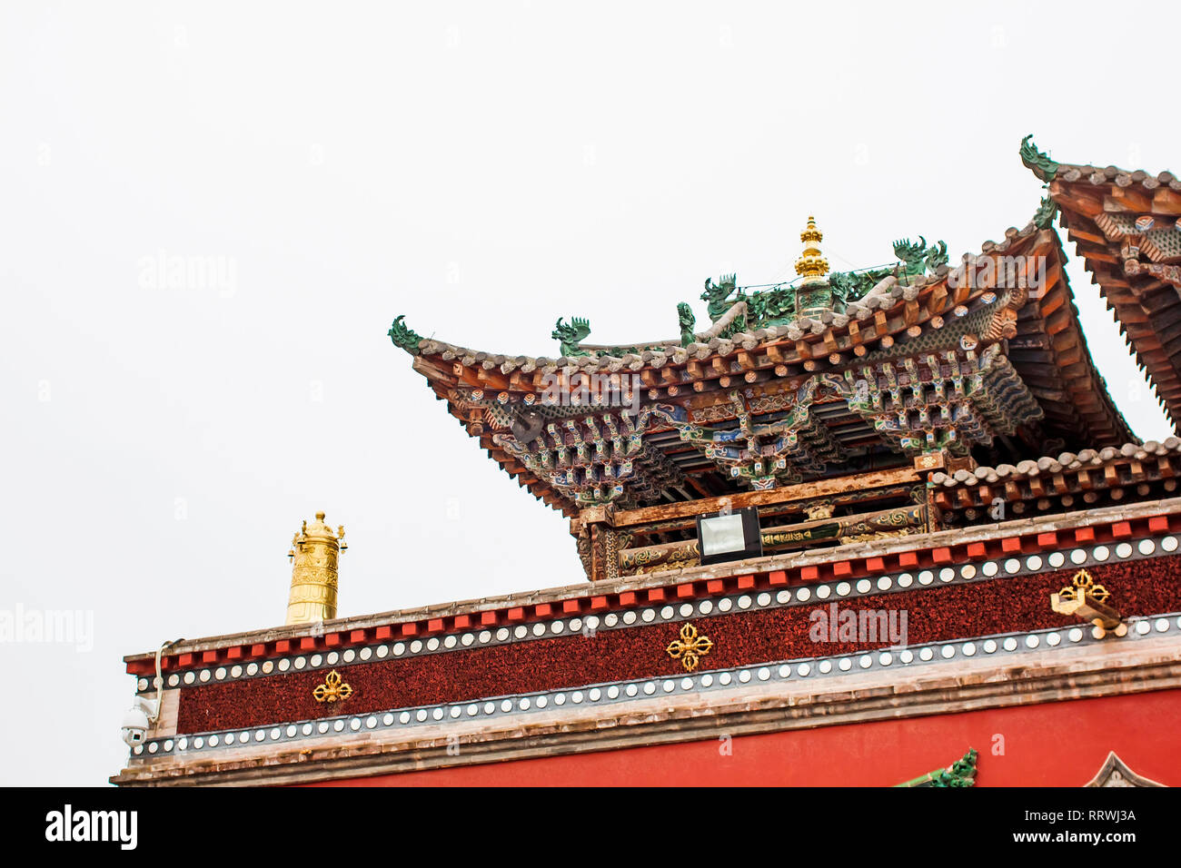 Wooden Traditional Chinese Roof Of Pagoda. Roof Structure Of Buddhist ...