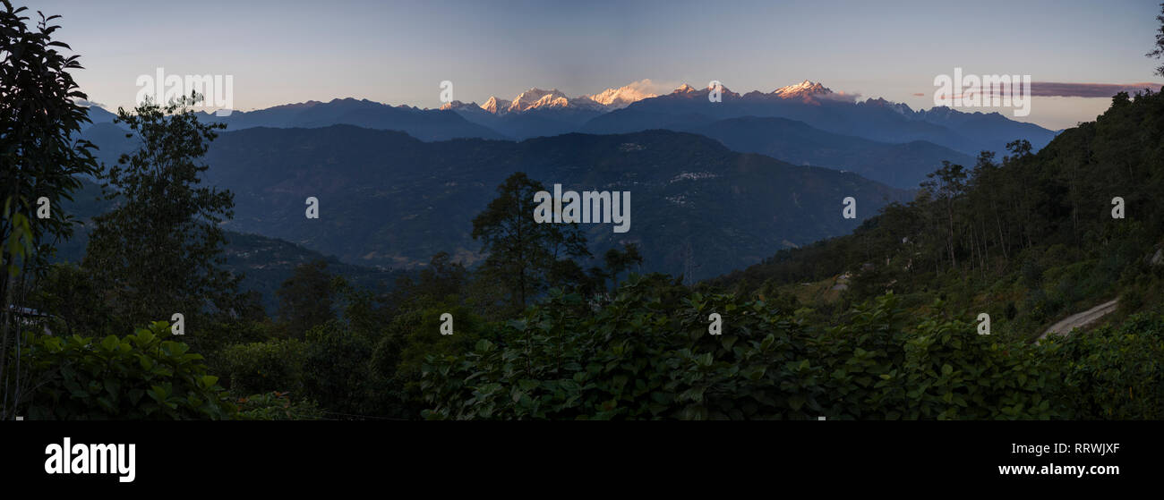 View of Kangchenjunga mountain range, Great Himalaya Range, Sikkim ...