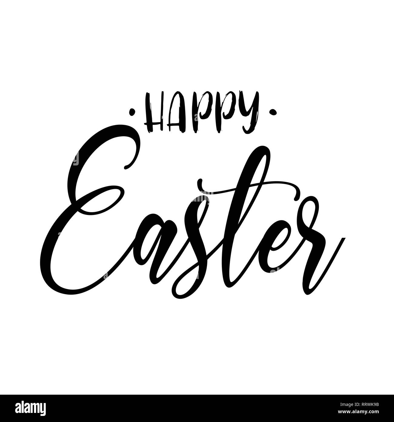 Happy easter hand drawn calligraphy design. Greeting card with text ...