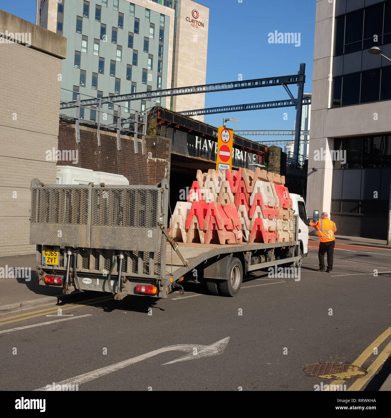 February 2019 - Truck load of plastic vehicle barriers, used to control ...