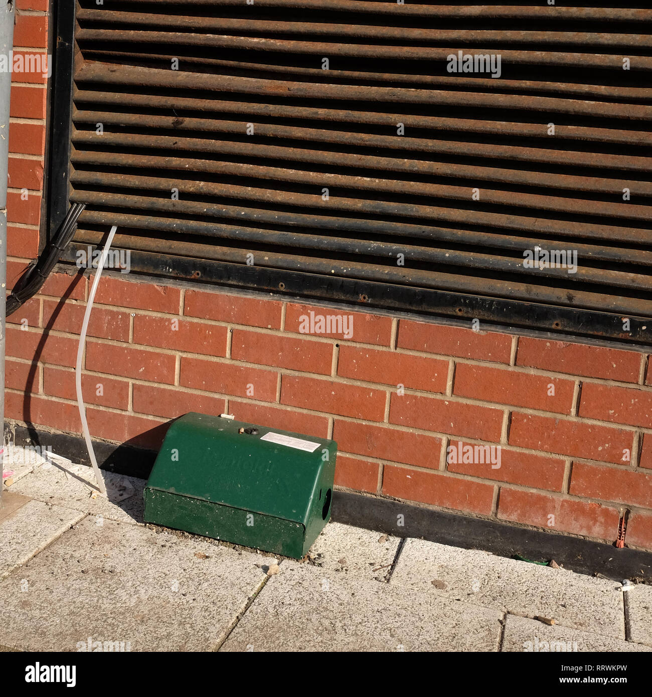 February 2019 - Rodent rat baited trap on the city streets in Cardiff ...