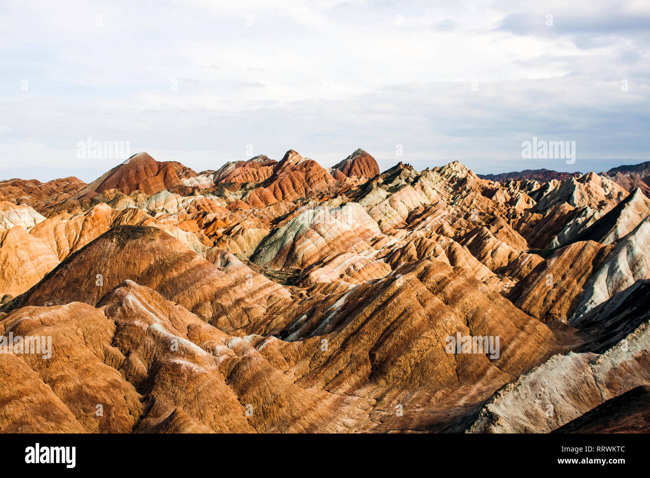 Top of Rainbow Mountains Geological Park. Stripy Zhangye Danxia ...