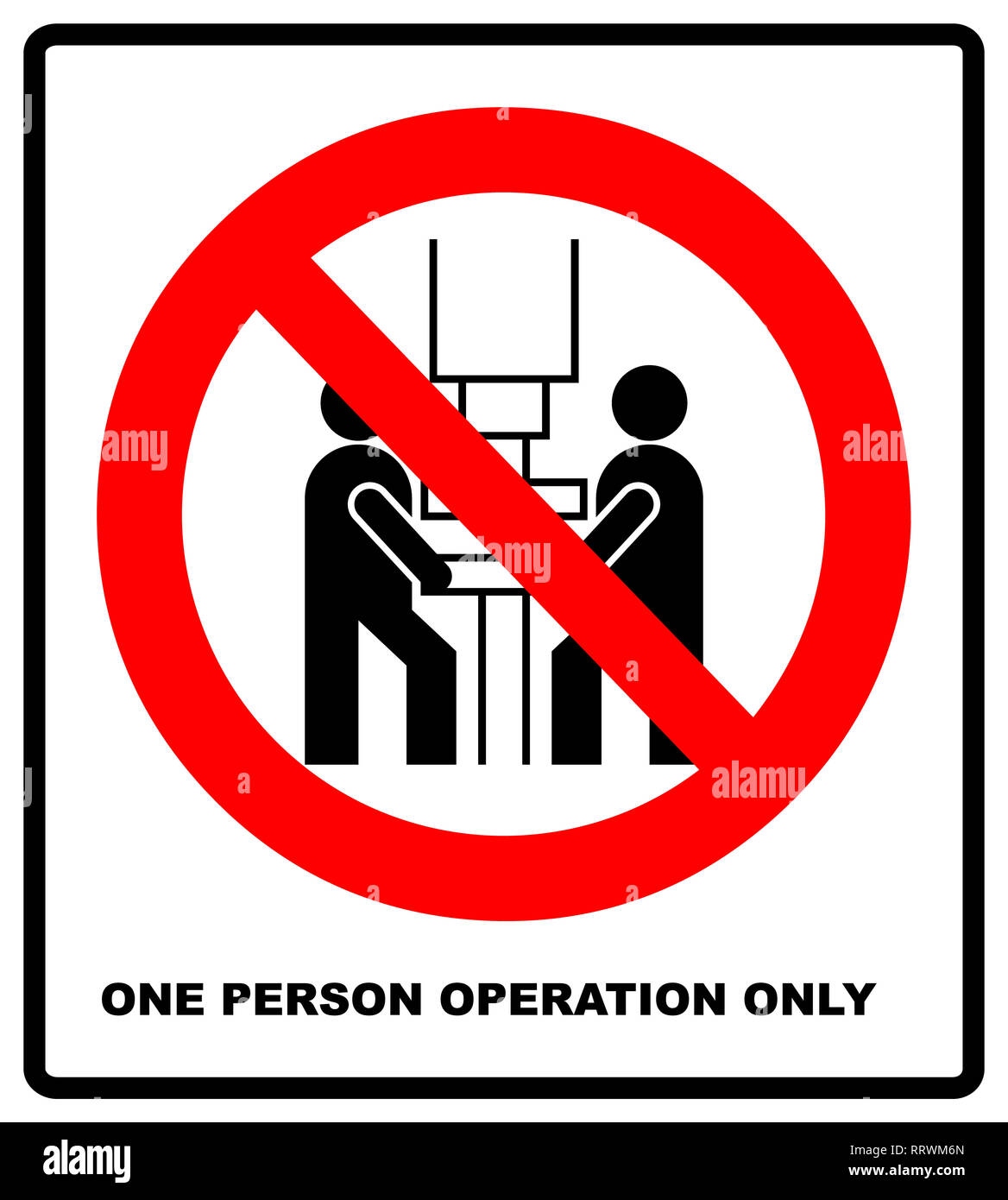 One person operation only sign. Prohibition sign or no sign icon simple ...