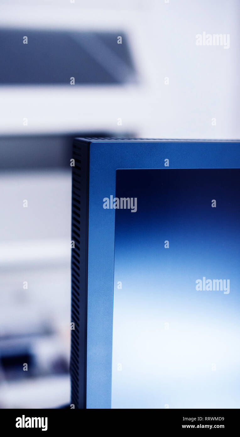 Detail of professional UHD 4k wide gamut monitor in a photostudio ...