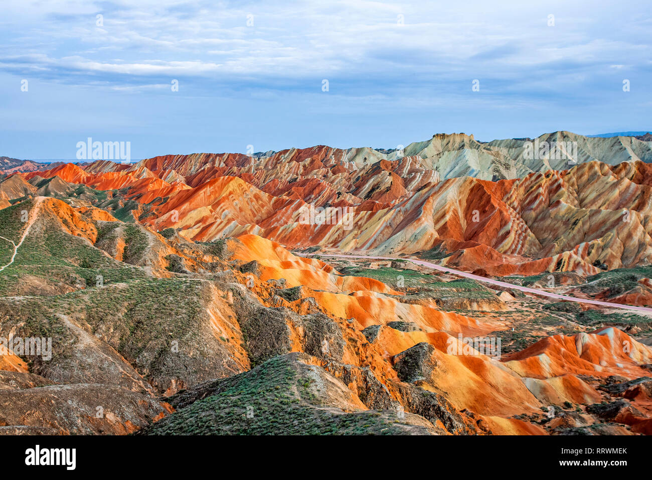Amazing View of Rainbow Mountains Geological Park. Stripy Zhangye ...