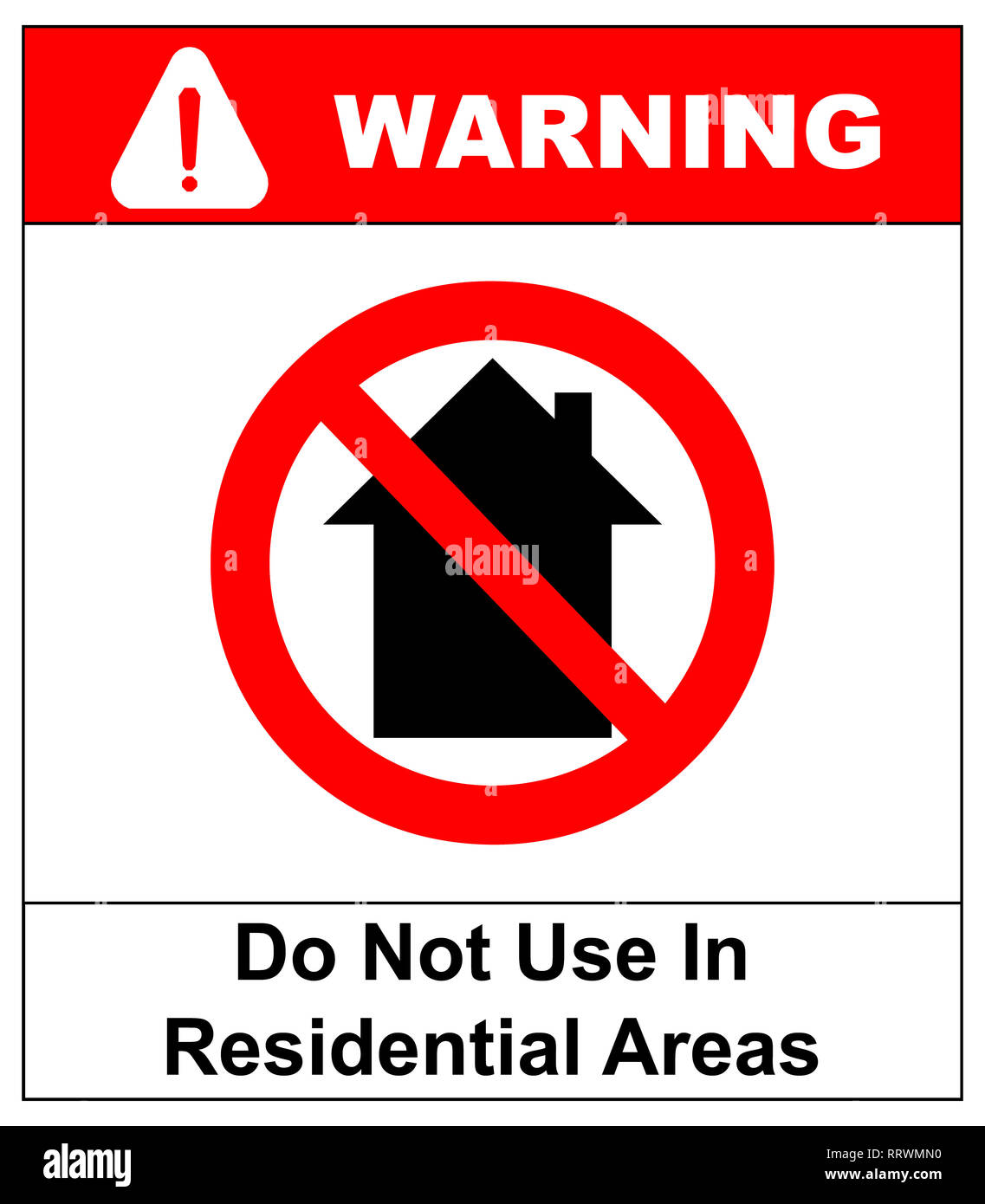 Not for use in residential areas. Do not use inside home icon ...
