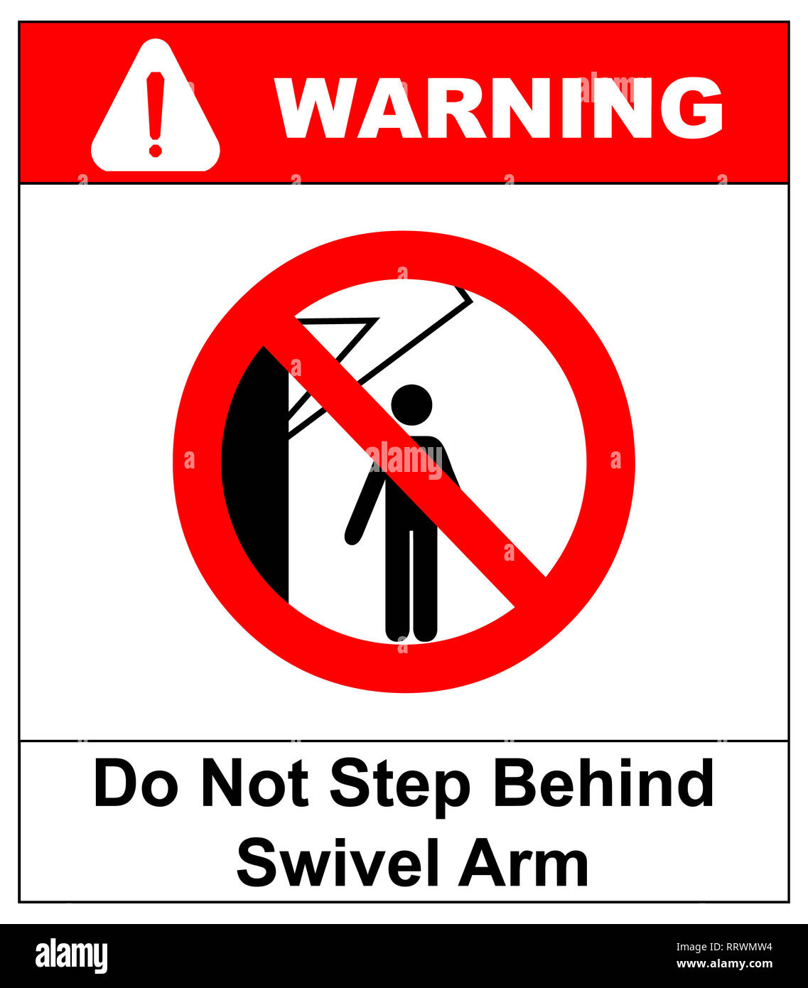 Do not step behind swivel arm sign. No people under raised load. Flat ...