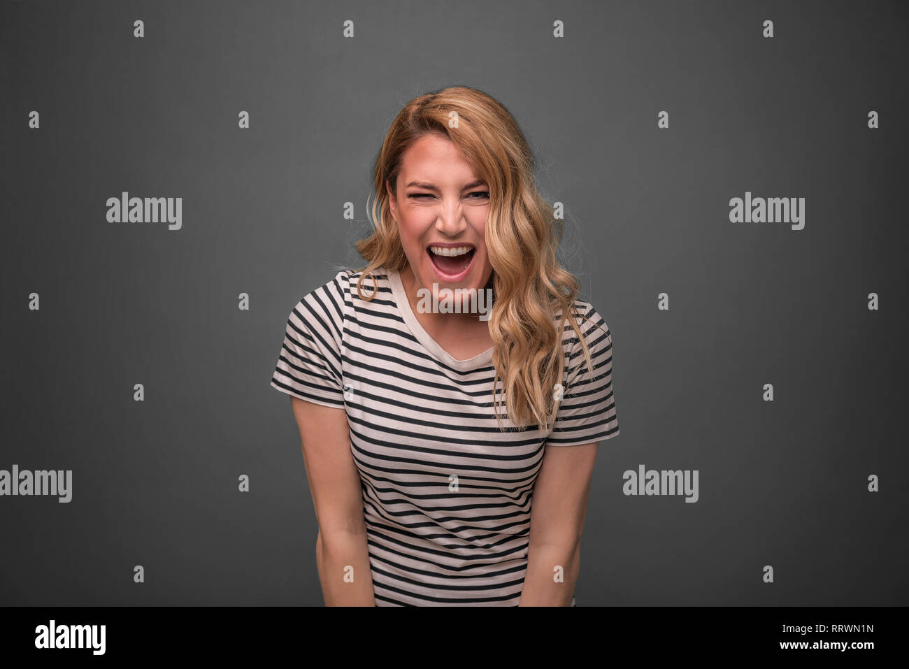 Blonde woman angry shouting hi-res stock photography and images - Alamy