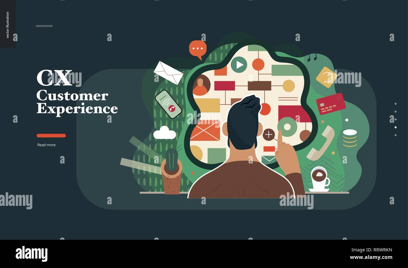 Technology 2-CX customer experience - modern flat vector concept ...