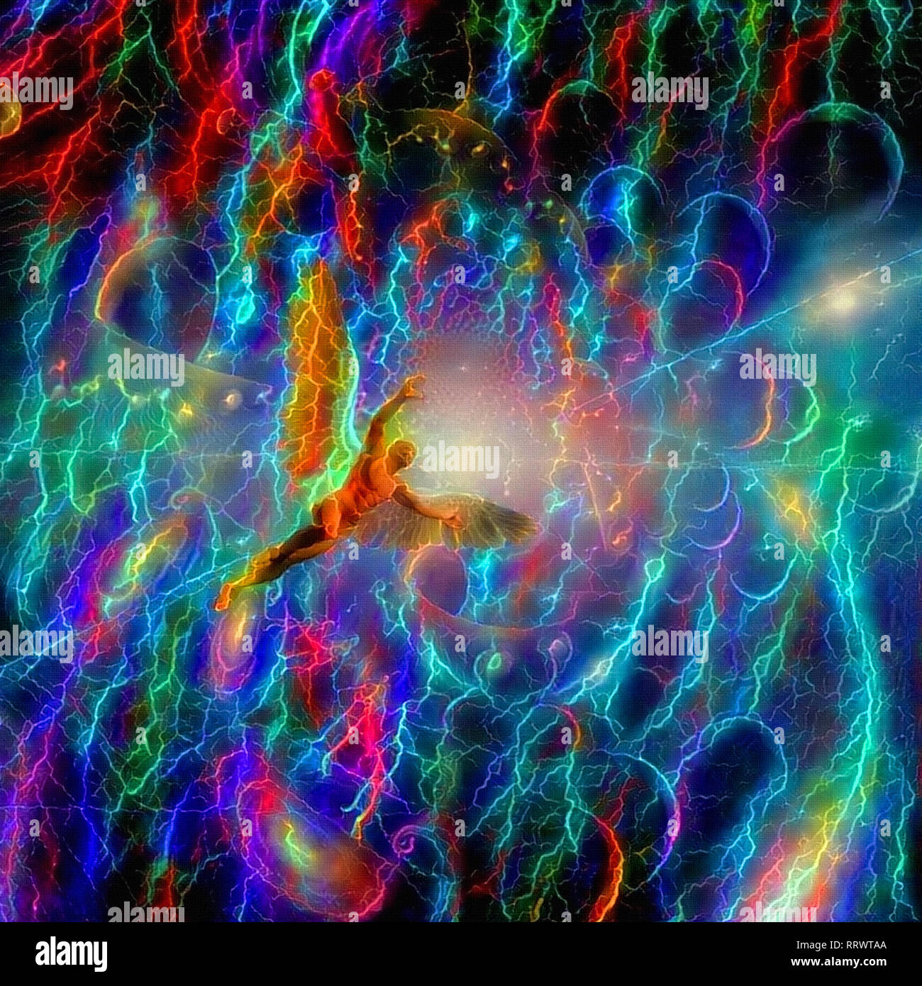 Angel in bright colorful space Stock Photo - Alamy