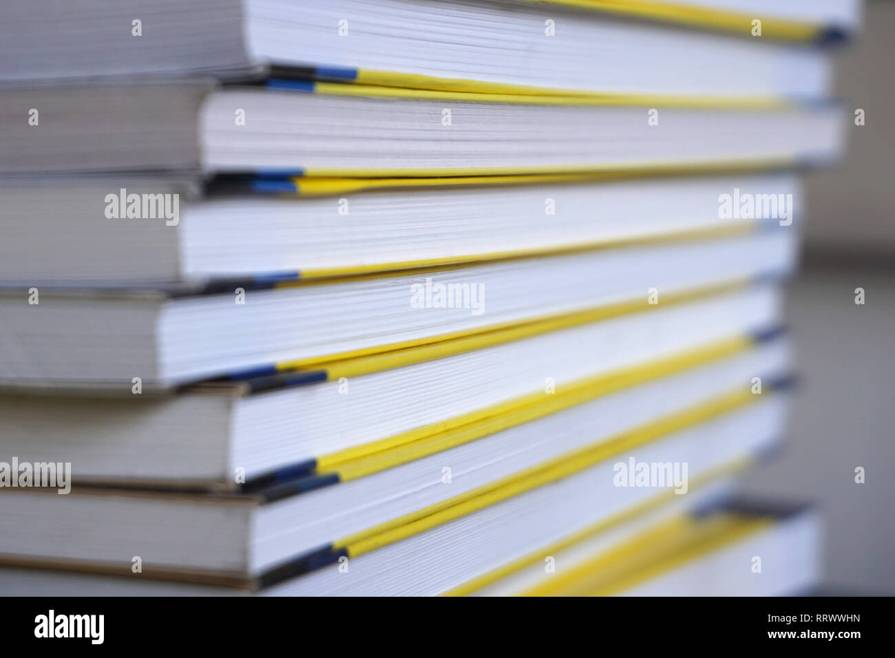 New books with white pages stacked up, paper texture background Stock ...