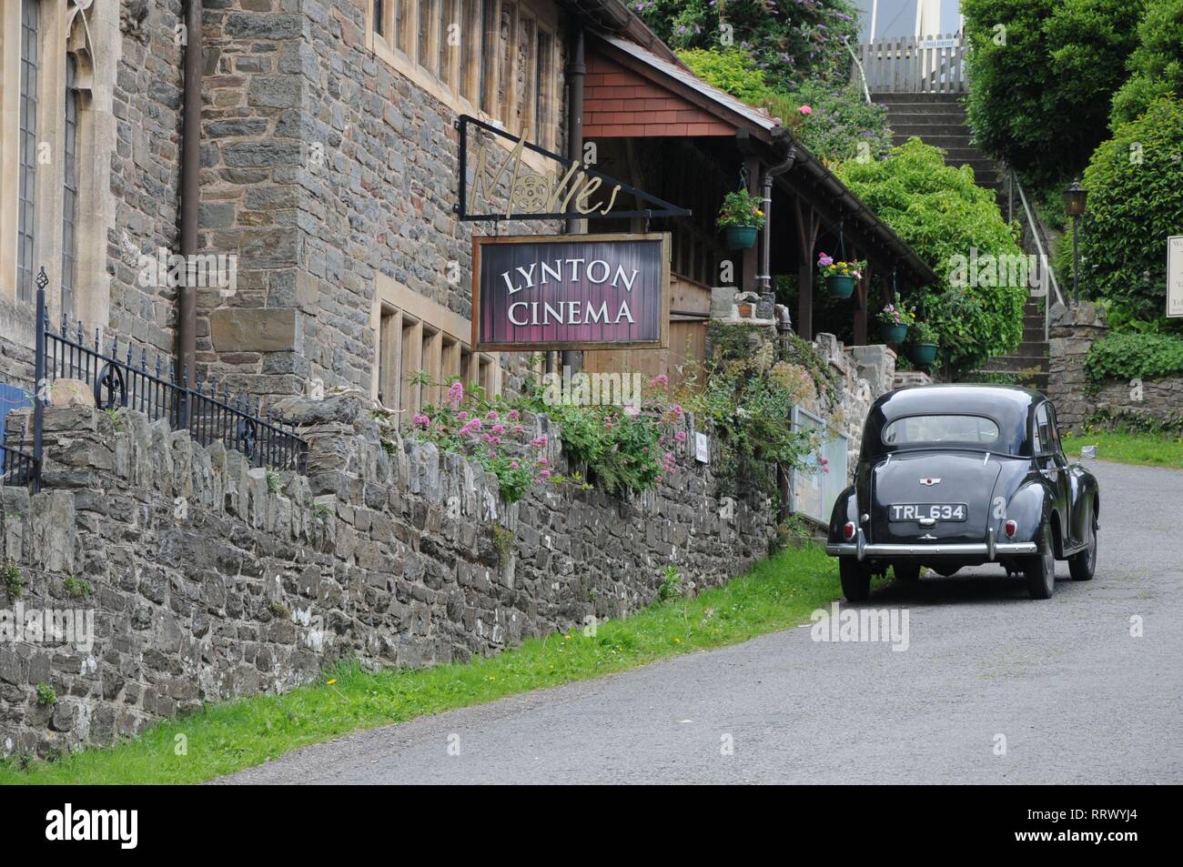 A vintage car outside Lynton Cinema, North Devon Stock Photo - Alamy