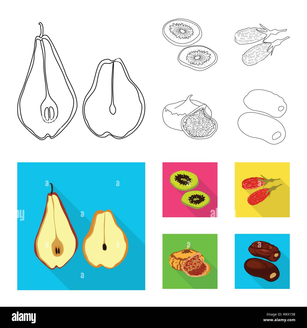 Vector illustration of food and raw symbol. Set of food and nature ...