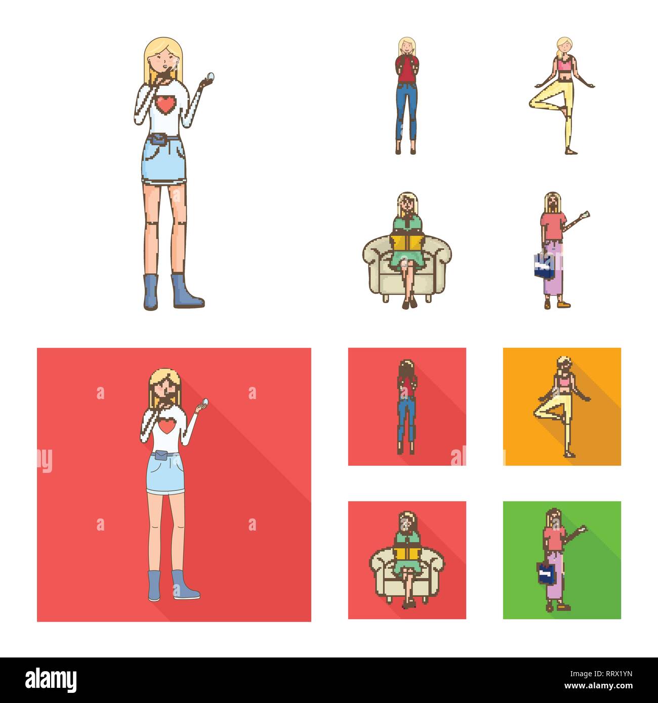 Vector illustration of posture and mood sign. Collection of posture and ...