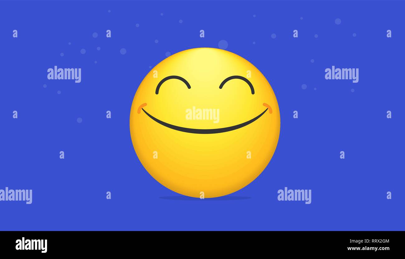 Smiling bright emoticon vector concept illustration of smiling emoji ...