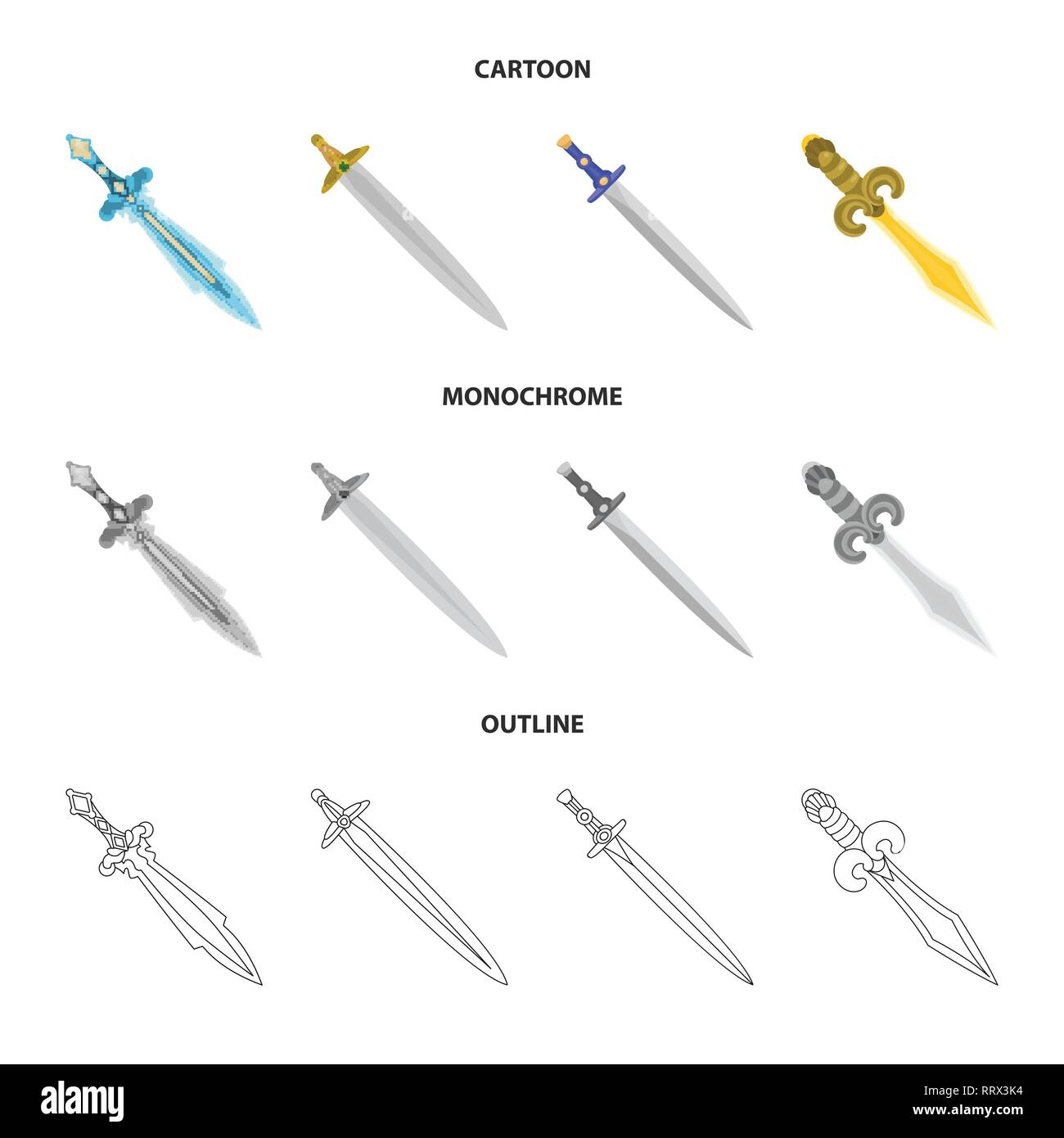 Vector design of game and armor sign. Collection of game and blade ...