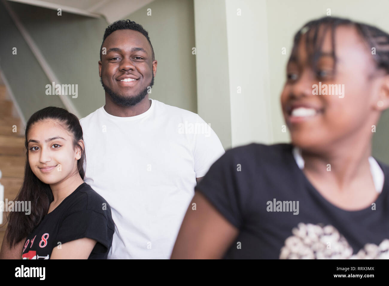Portrait confident teenage brother and sister Stock Photo - Alamy