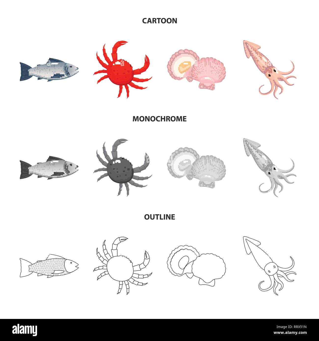 salmon,crab,jellyfish,octopus,fish,shell,squid,trout,red,jelly,tentacle ...