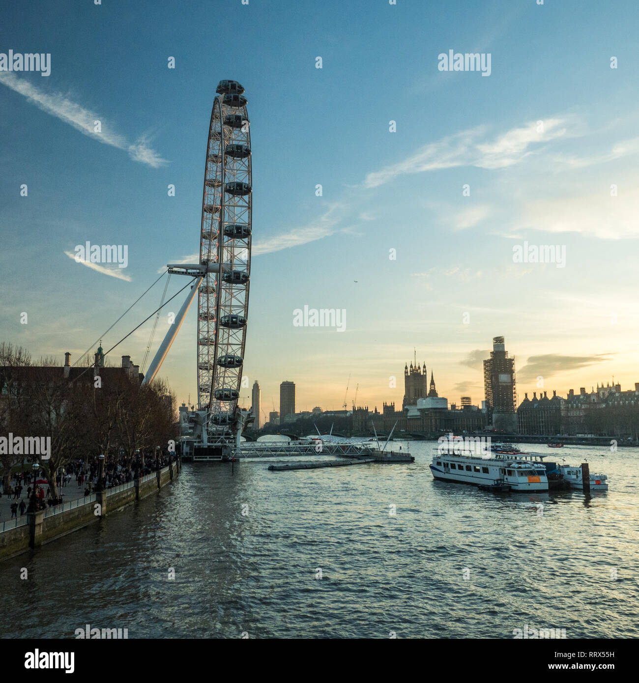 "London Eye" Observation Wheel with the Houses of Parliament (right ...