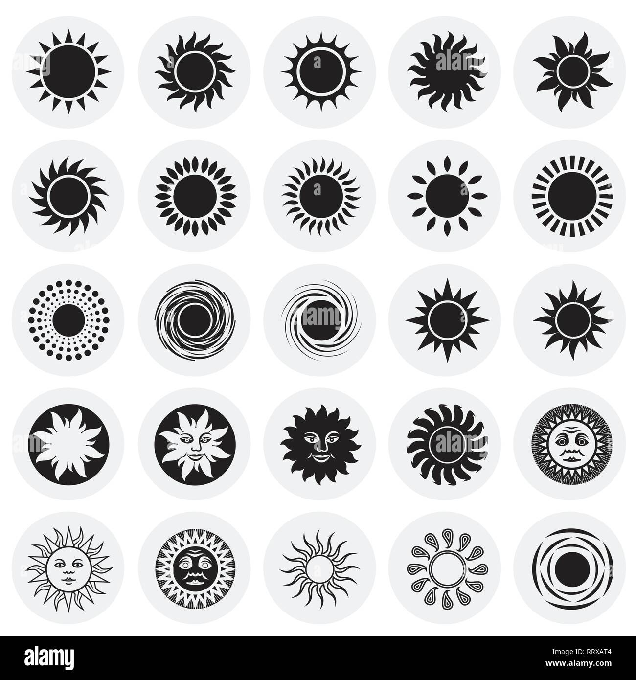Sun icons set on circles background for graphic and web design, Modern ...