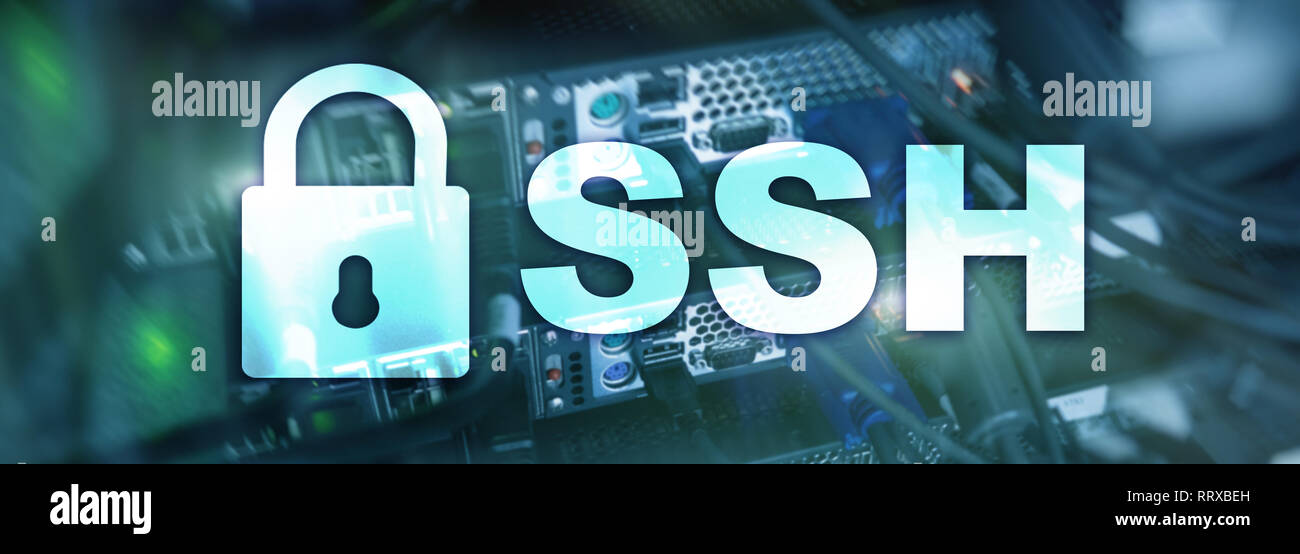 SSH, Secure Shell protocol and software. Data protection, internet and ...