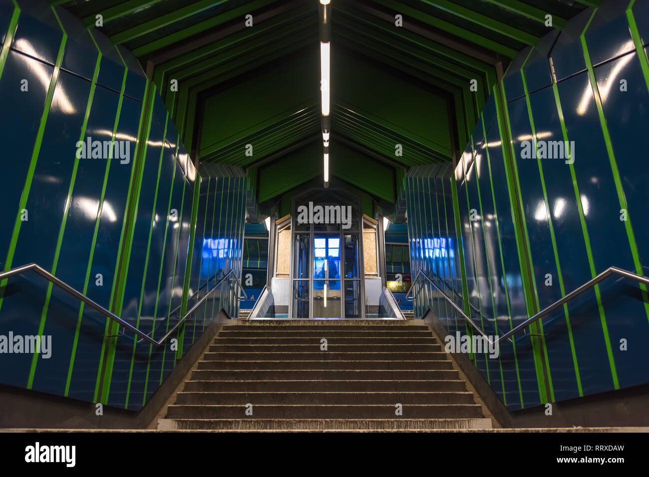 The stairs up to the blue elevator in berlin Stock Photo - Alamy