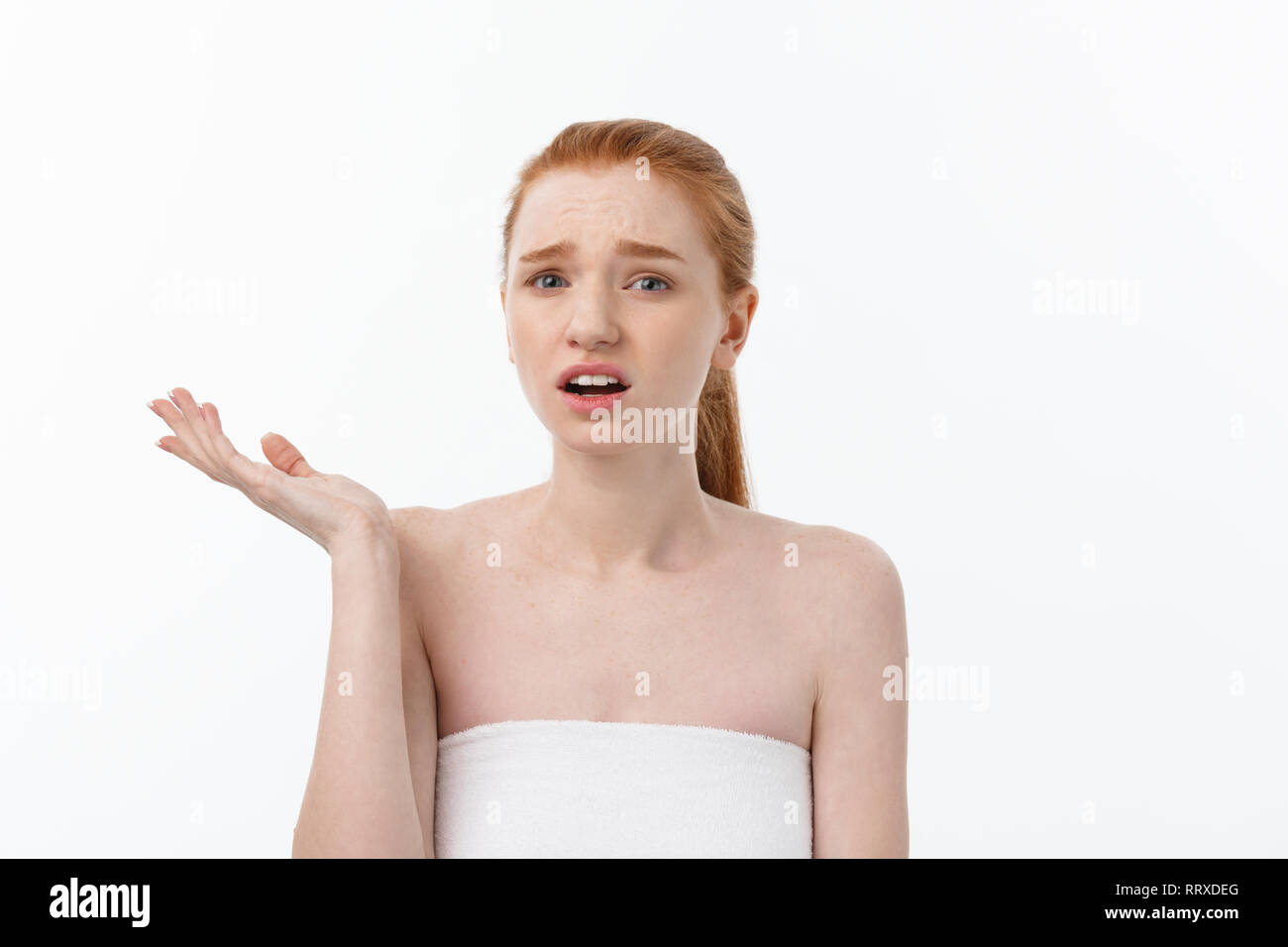 Portrait sad serious young woman with disappointed facial expression ...