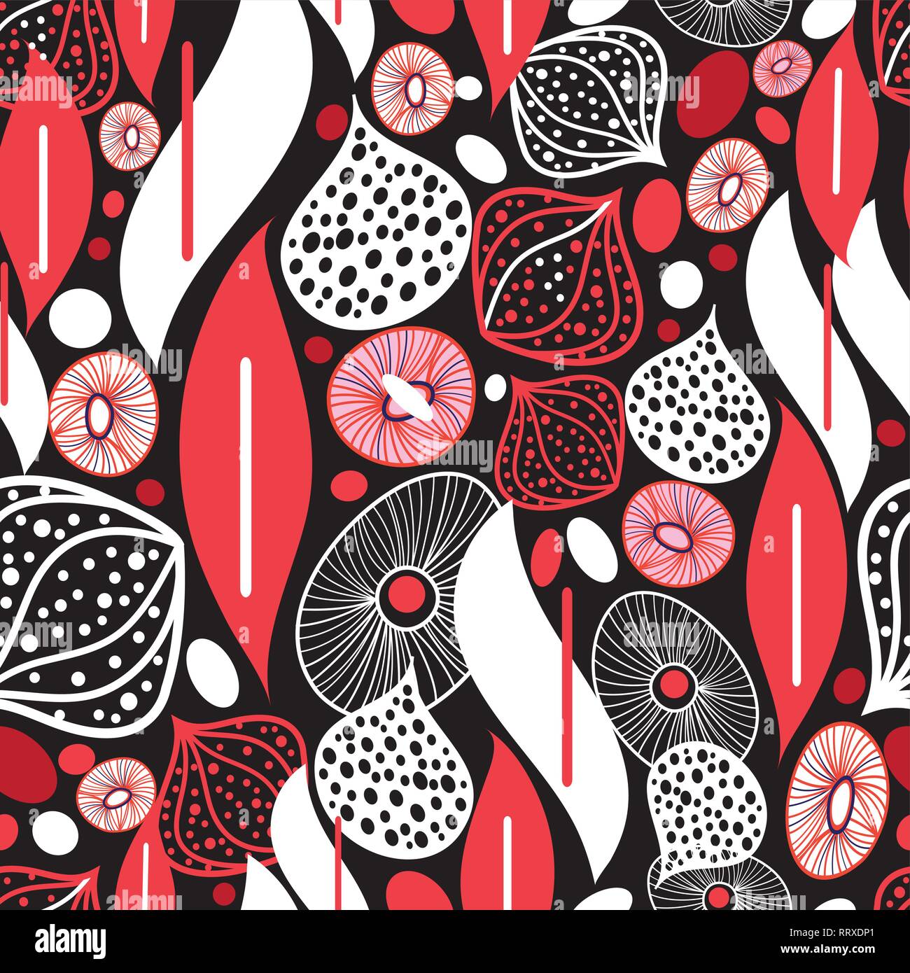 Abstract unusual vector pattern of different elements on a dark ...