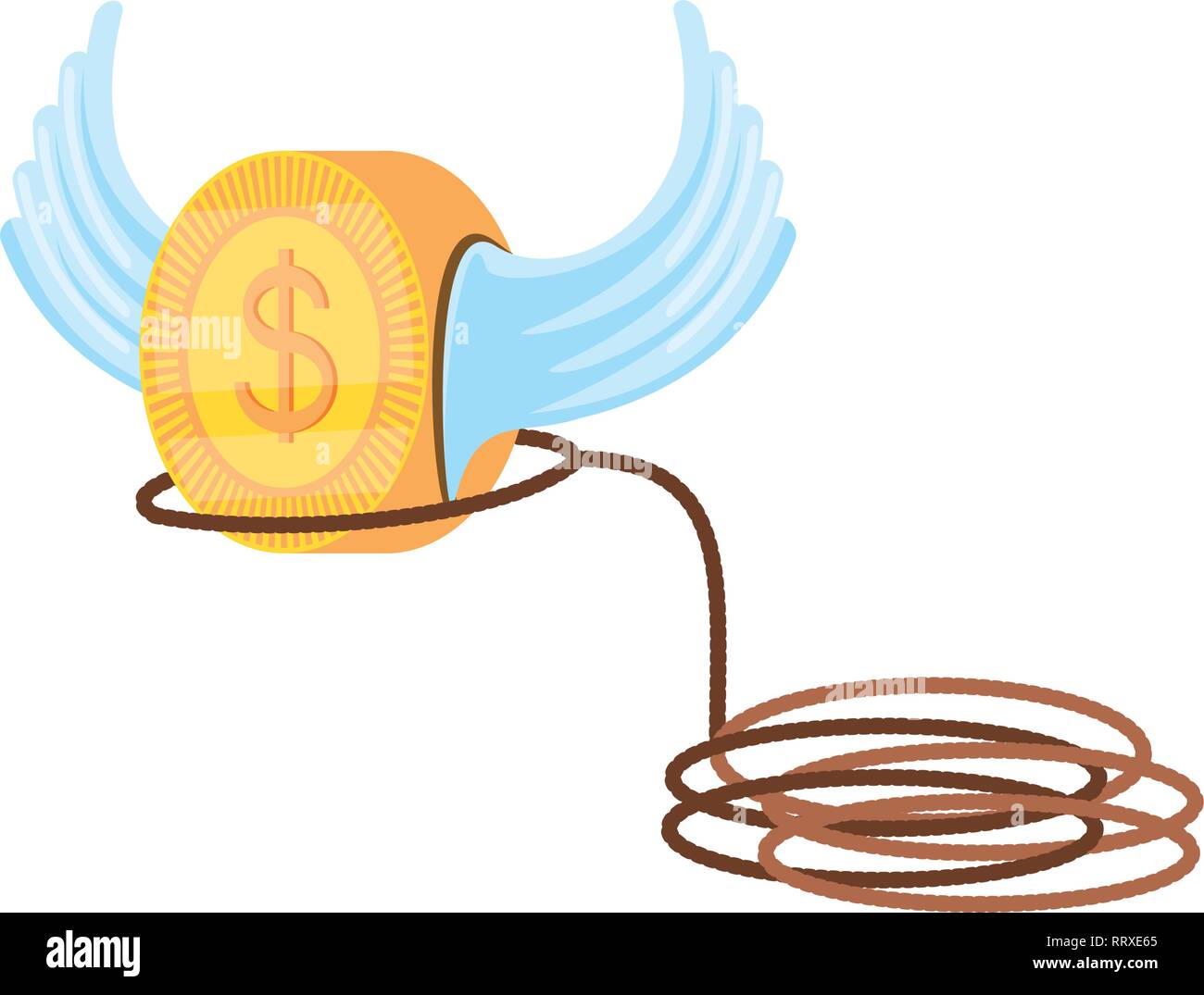 coin dollar with wings and rope vector illustration design Stock Vector ...