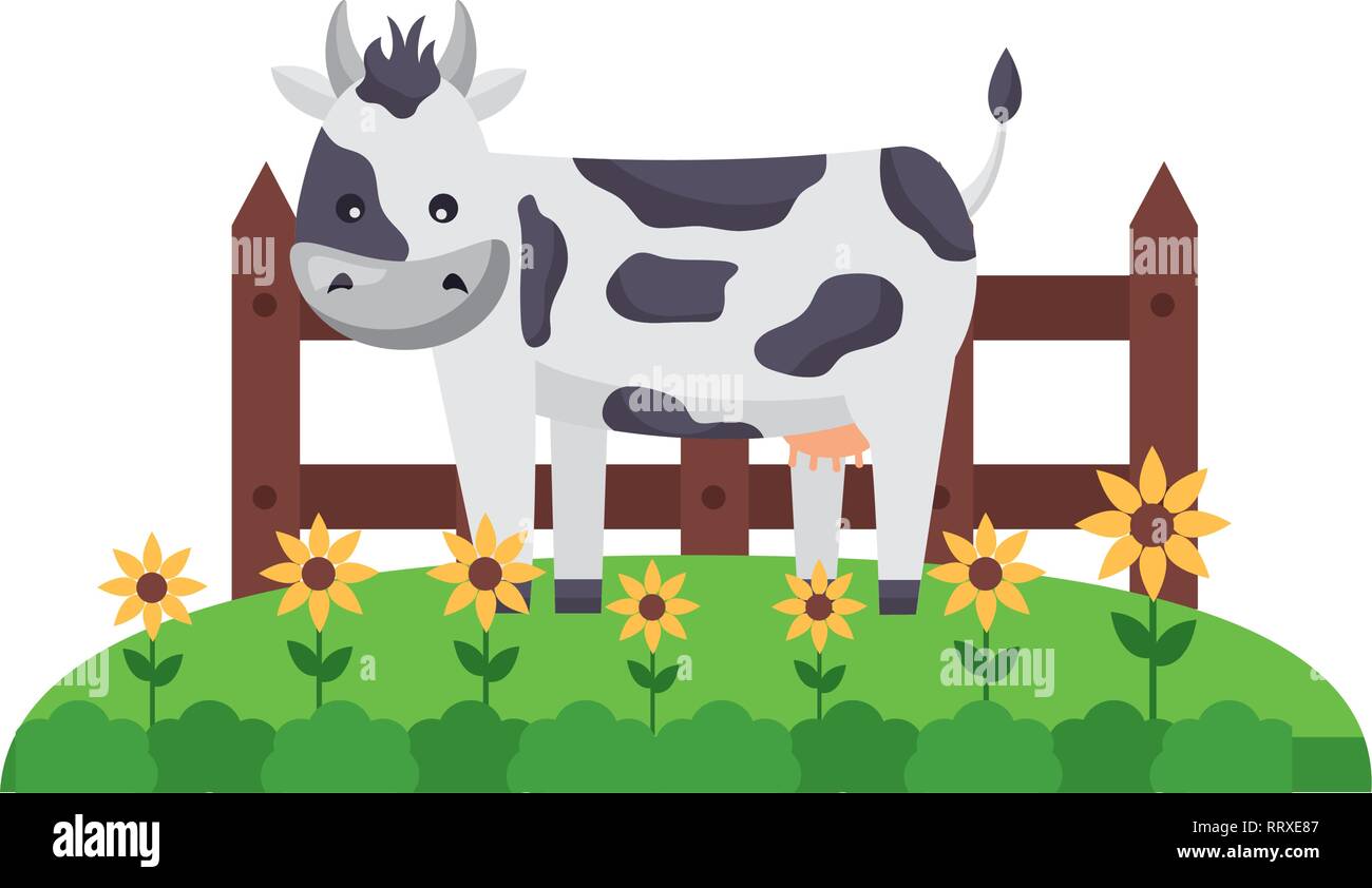 cow fence farm Stock Vector Image & Art - Alamy