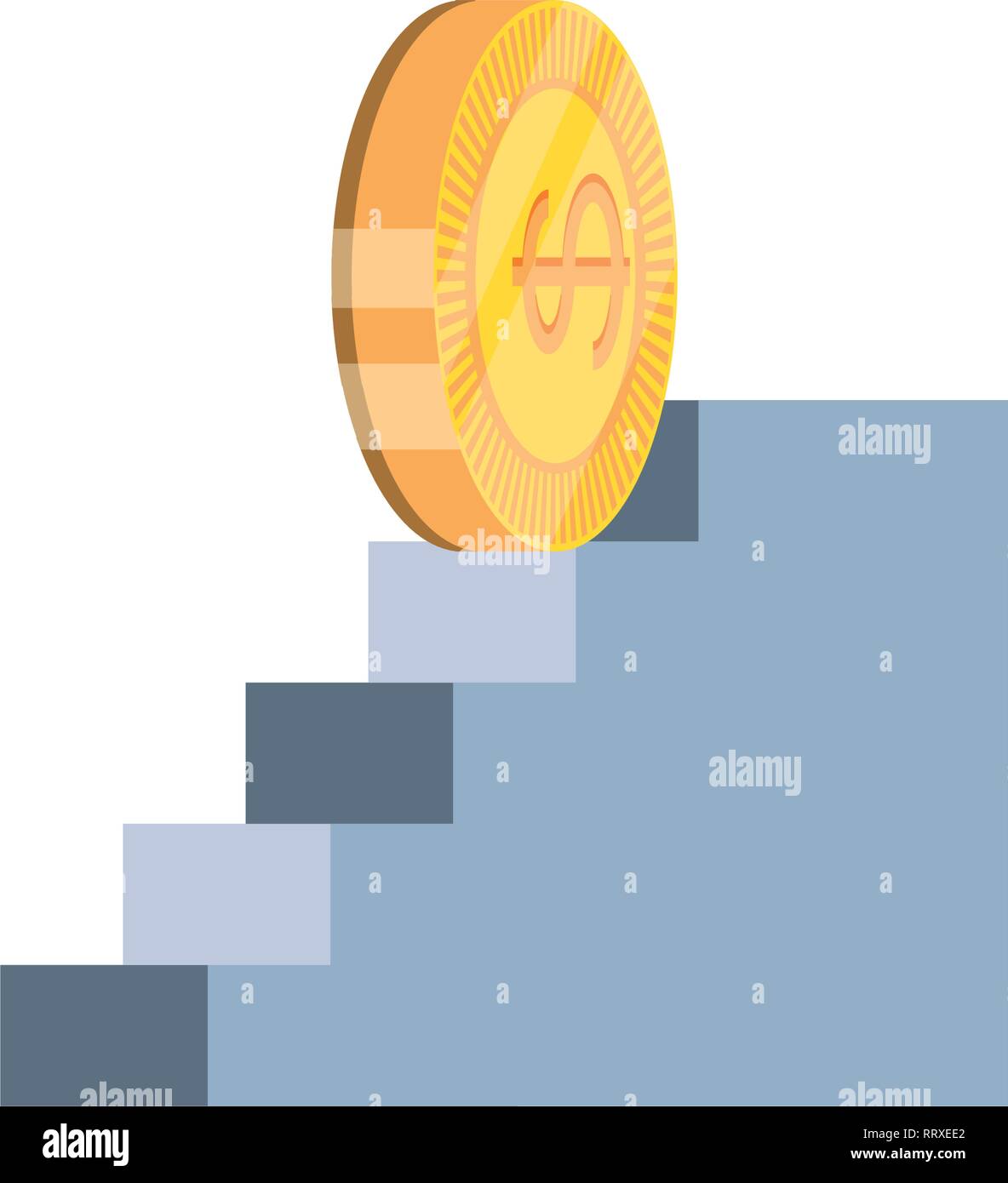 coin dollar in stairs isolated icon vector illustration design Stock ...