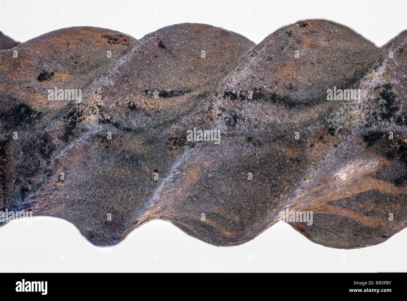 Detailed texture of old wrought or cast metal with rust. Part of metal ...