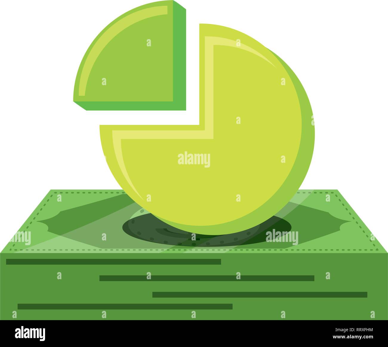 statistic graph of pie with bills dollar vector illustration design ...