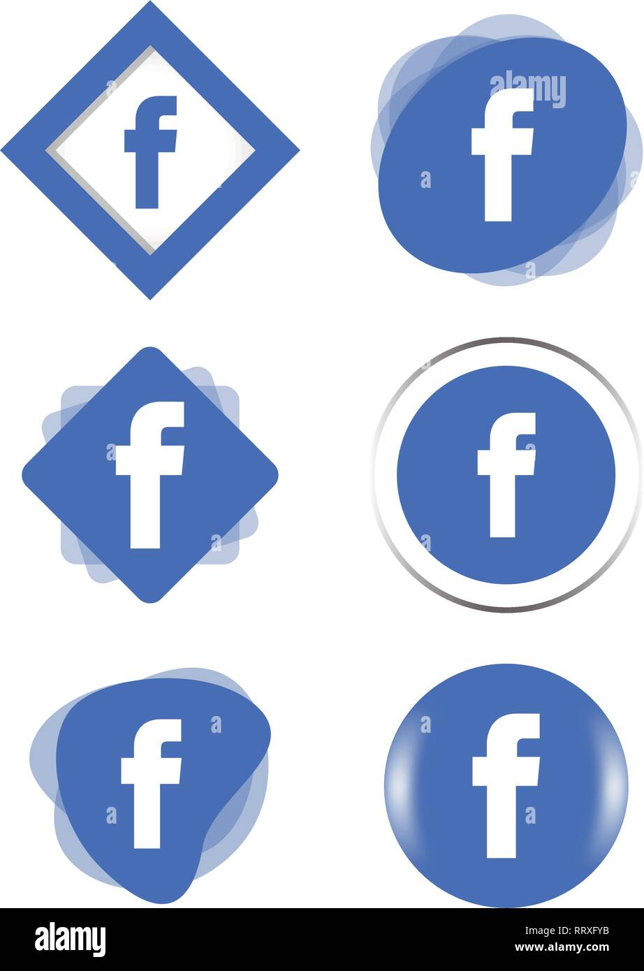 Facebook icon logo collection set Social media Vector Illustrator Stock ...