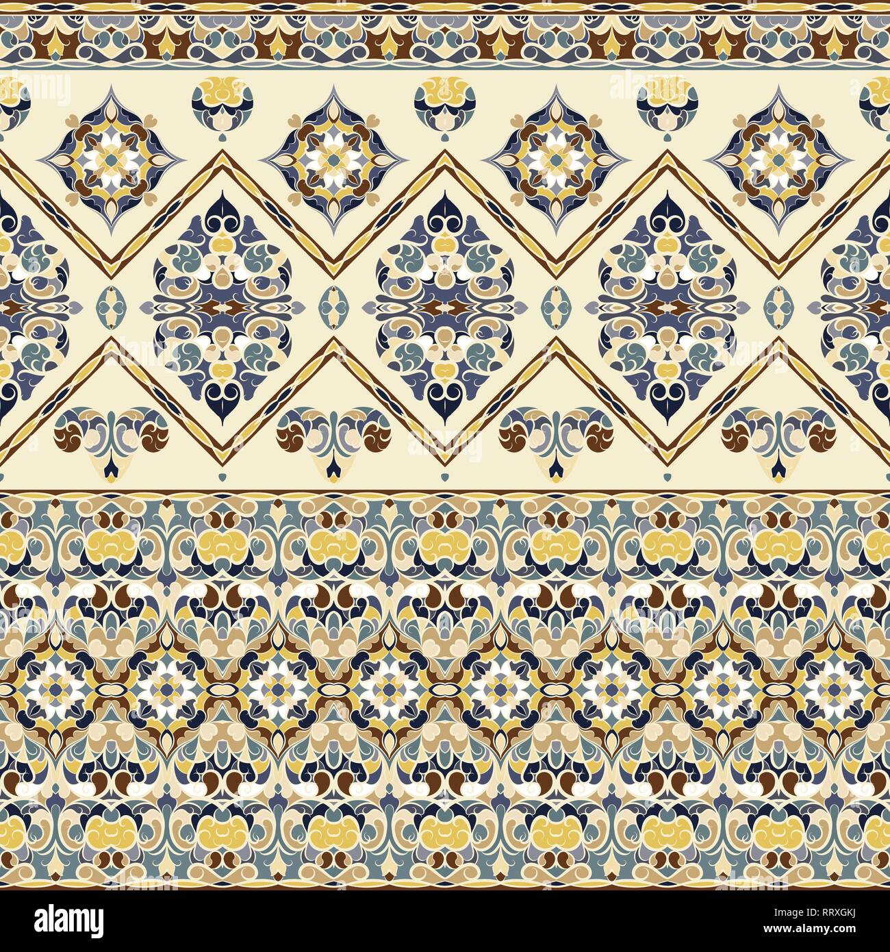 Seamless ethnic patterns for border. Repeated oriental motif for fabric ...