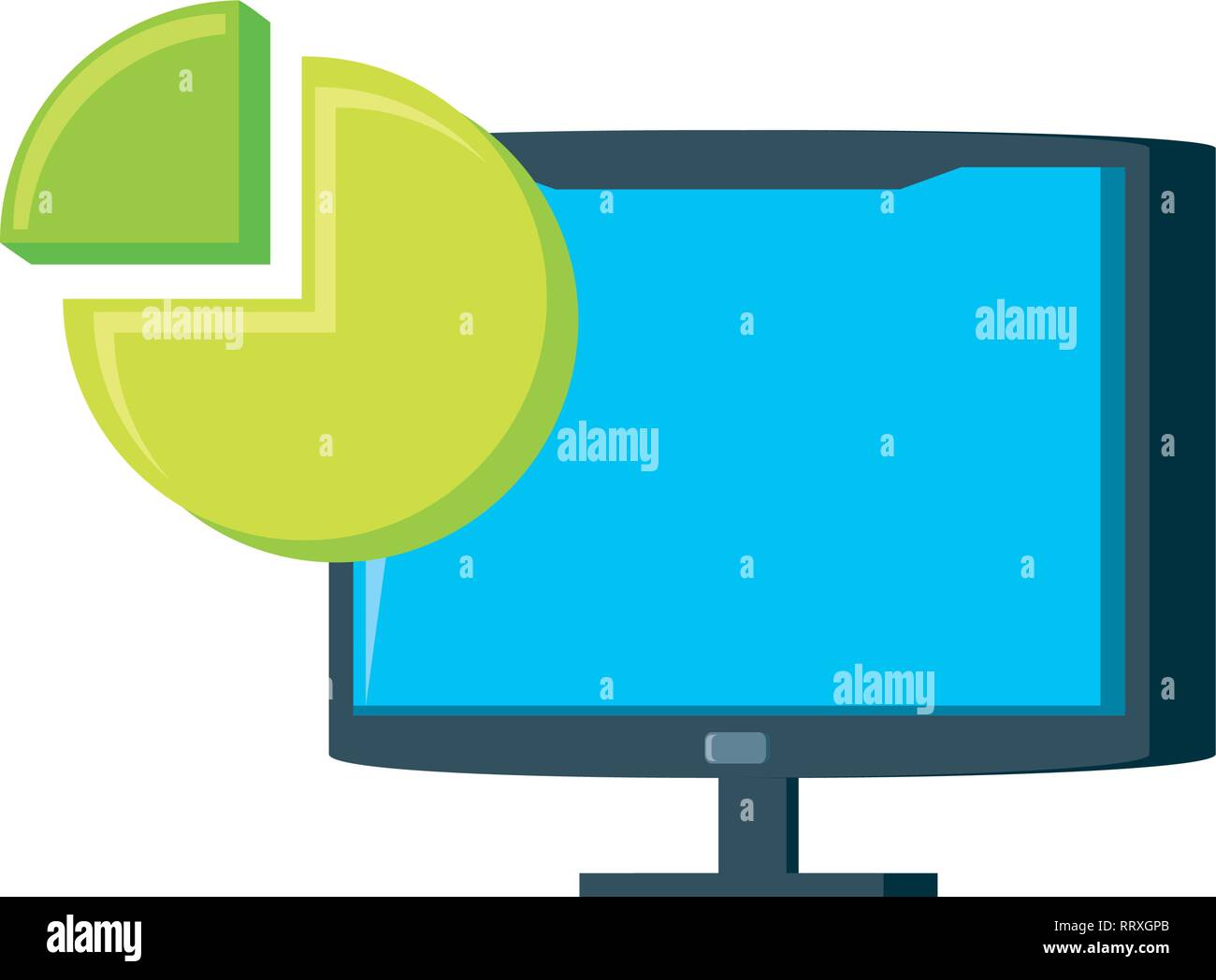 computer monitor with graph statistic vector illustration design Stock ...