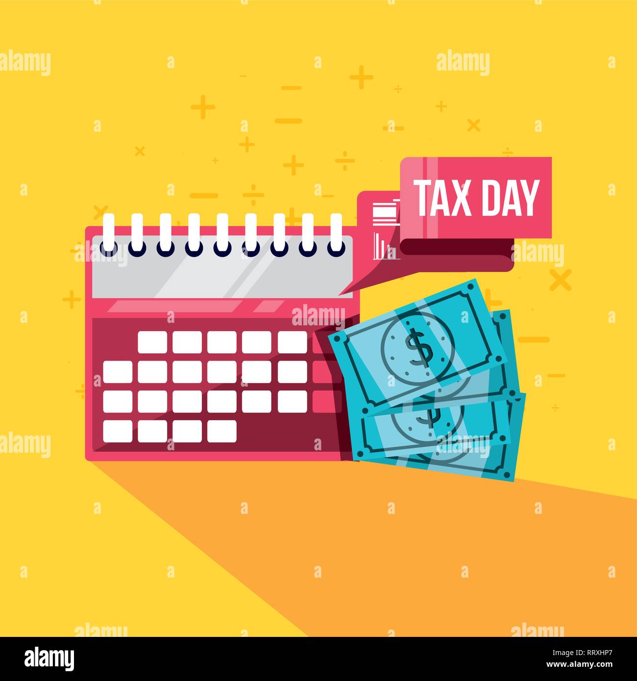 tax day with calendar and set icons vector illustration design Stock ...