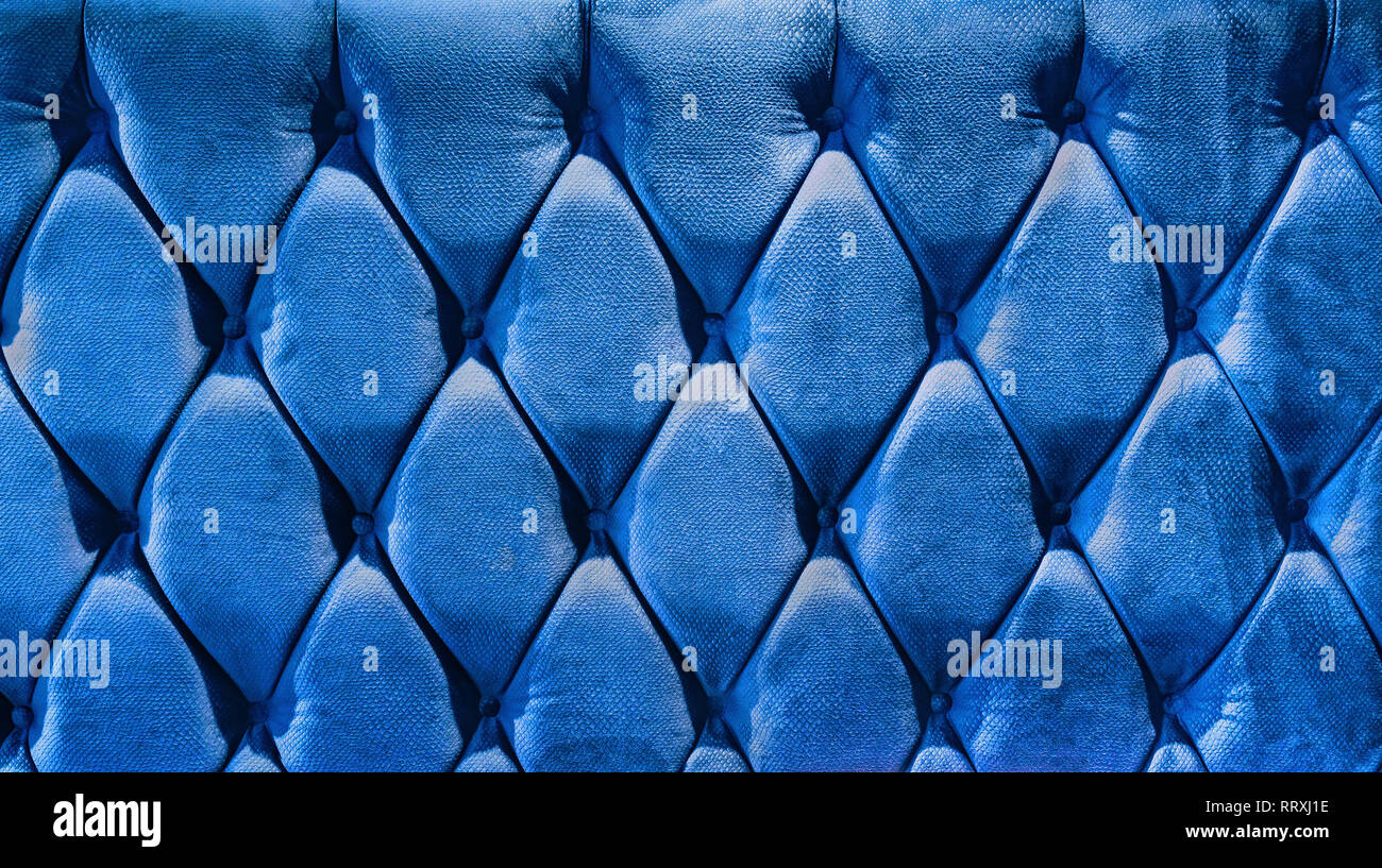 Couch-type velours screed tightened with buttons. Blue chesterfield ...