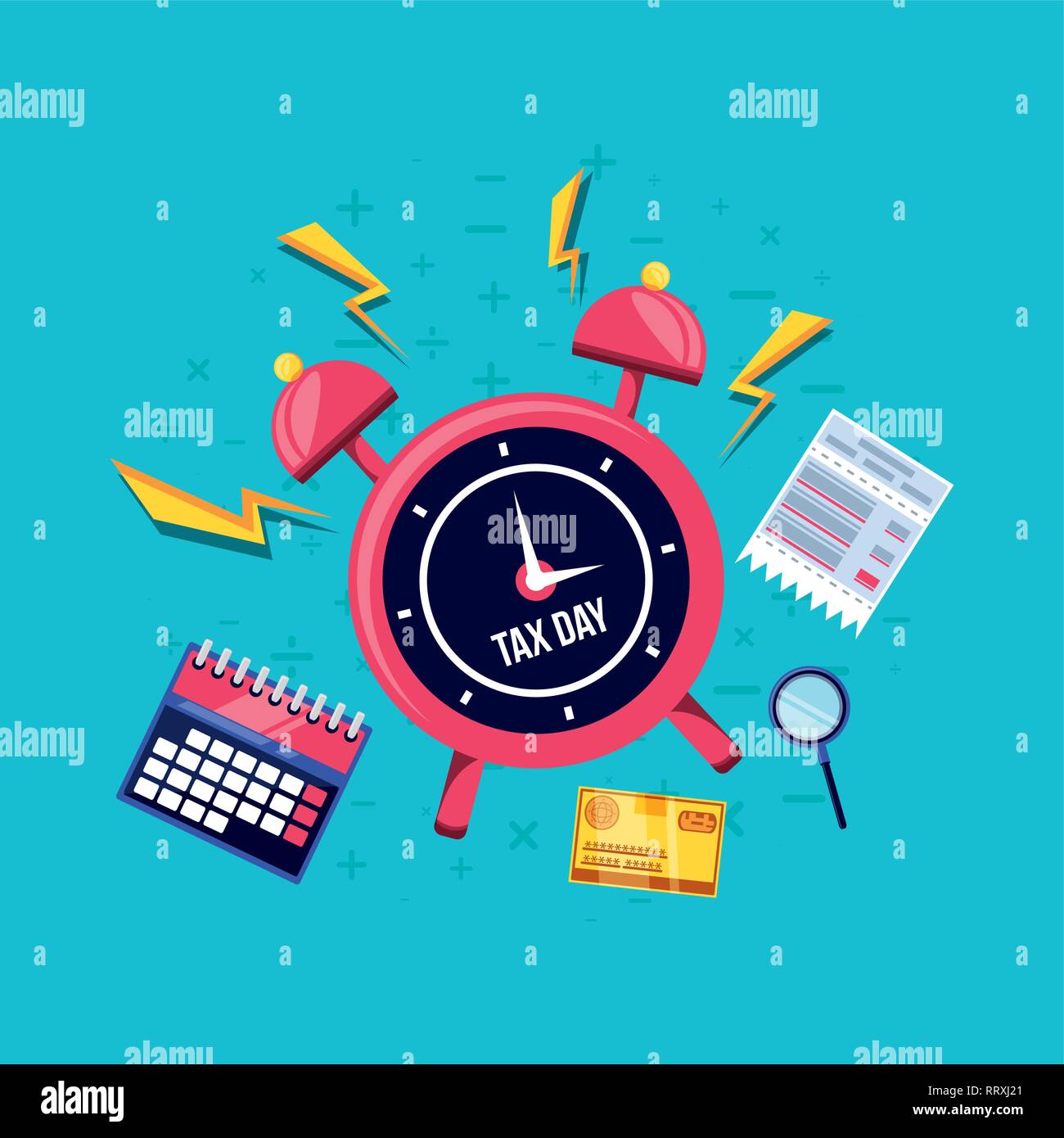 tax day with alarm clock and set icons vector illustration design Stock ...