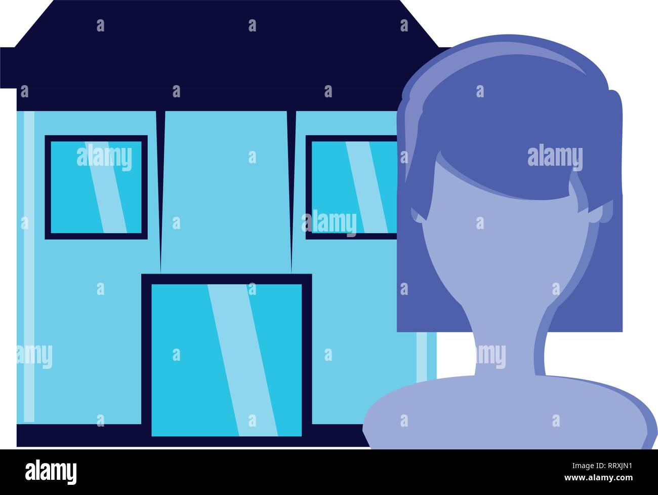 exterior house with silhouette female vector illustration design Stock ...