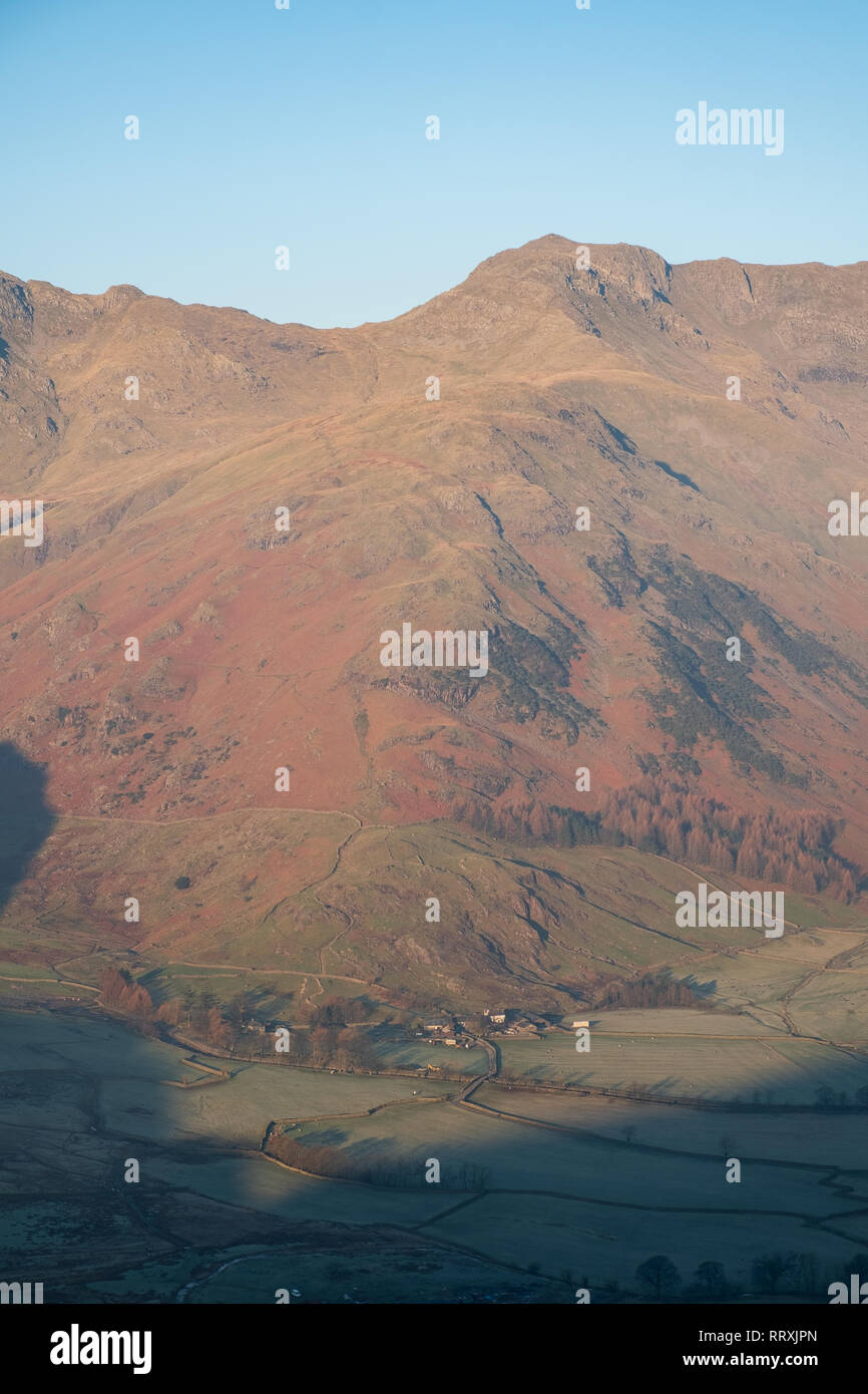 The Band, leading up to the summit of Bowfell, caught in early morning ...