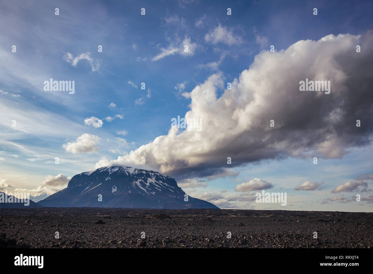 Cloud over the Herdubreid tuya (flat-topped steep-sided volcano ...