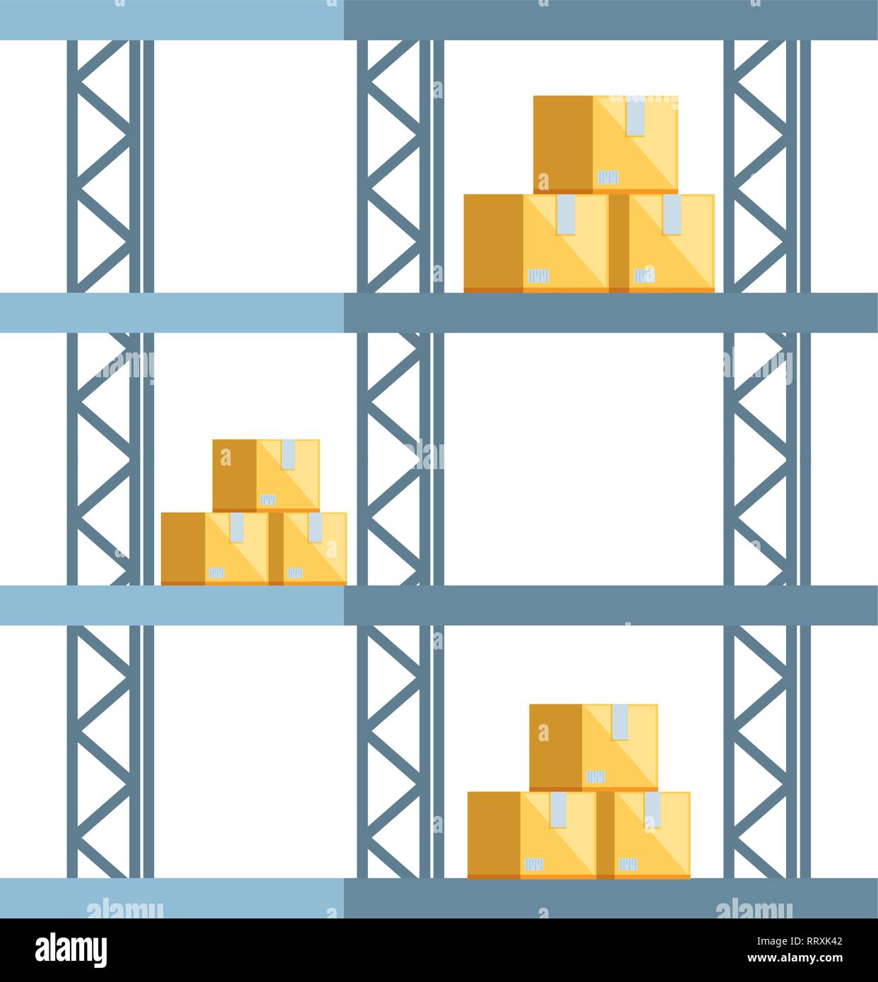 warehouse shelf with delivery boxes vector illustration design Stock ...