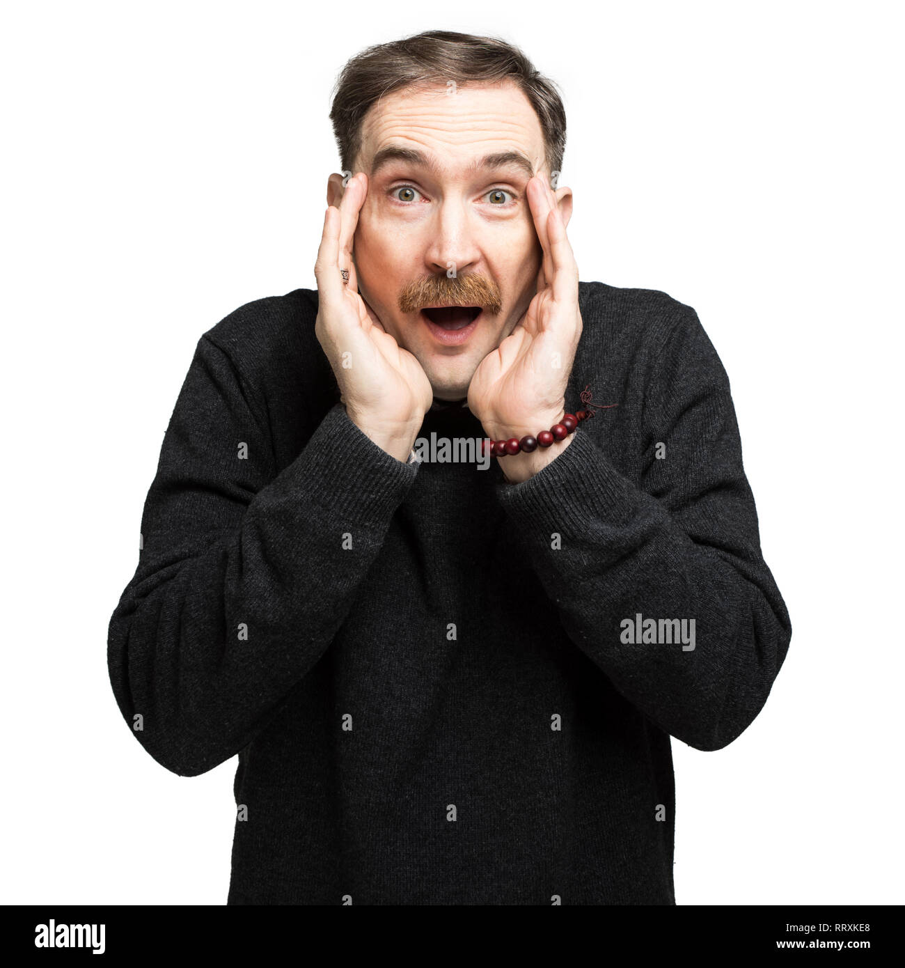 Portriat of a mature man in an amazed expression Stock Photo - Alamy