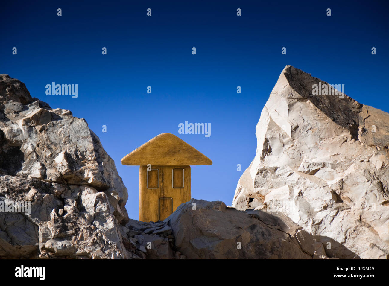 Want to be alone - concept image - Photomontage of a small house in ...