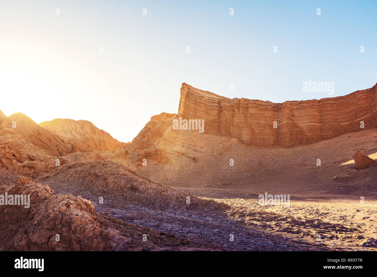 Amphitheatre formation at the Moon Valley - Atacama Desert, Chile Stock ...