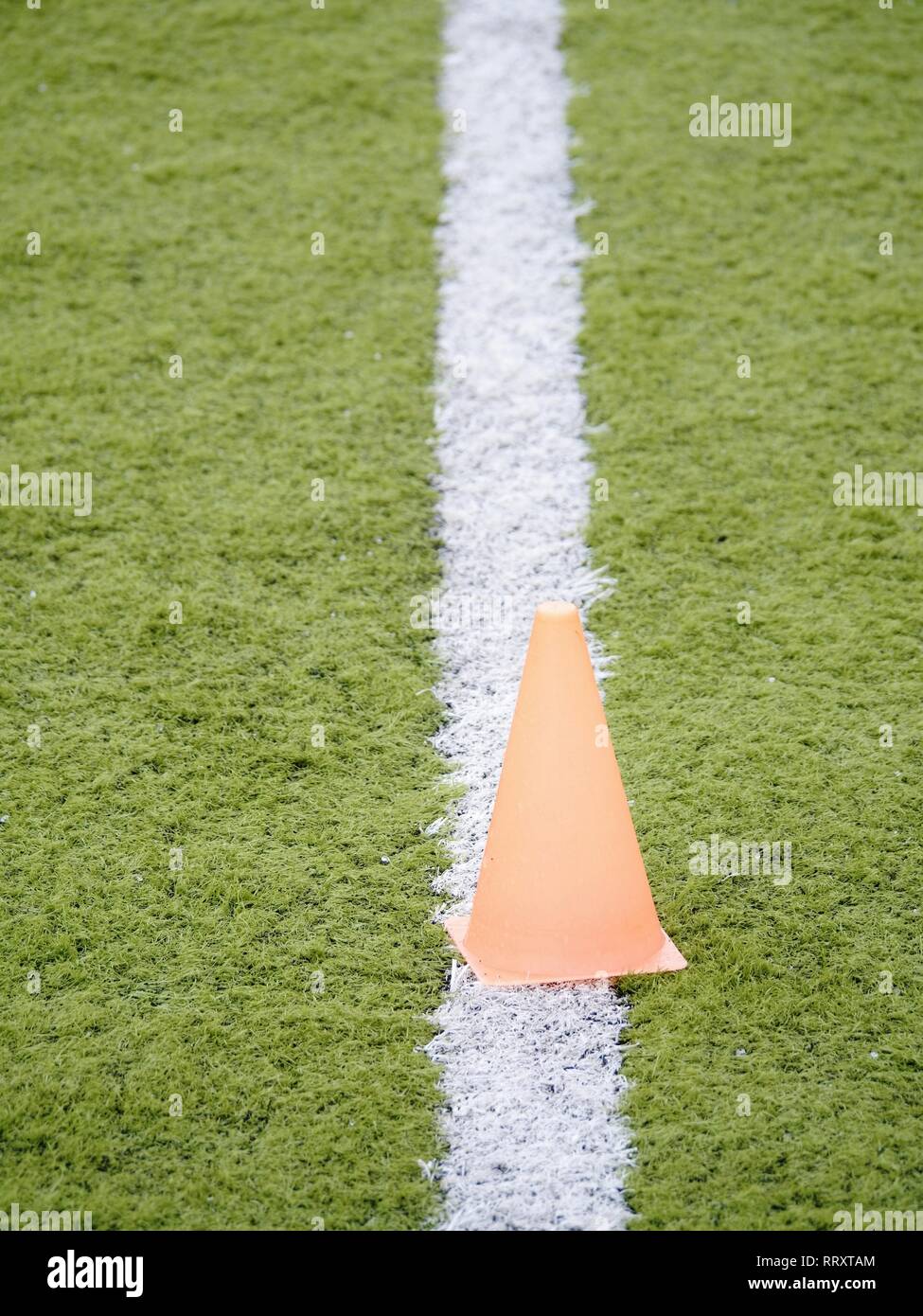 Football equipment football field training view from loe angle Stock ...