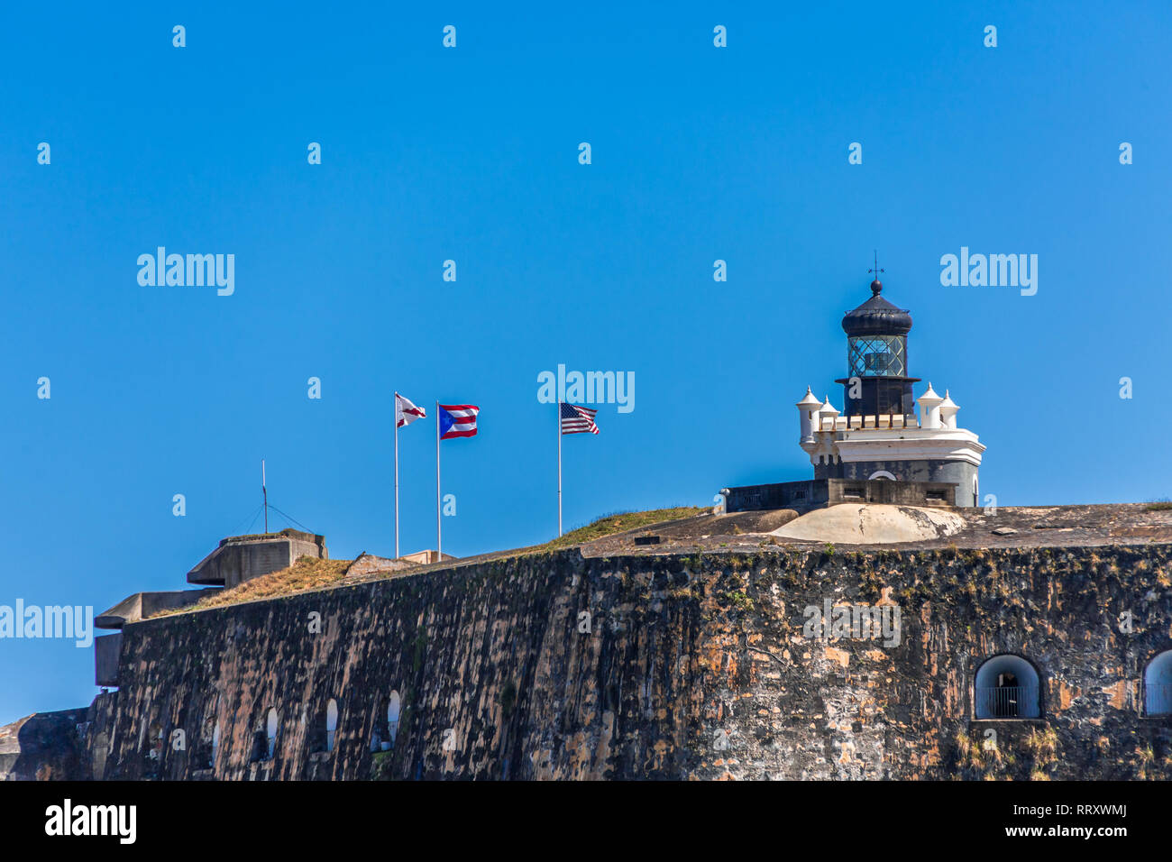 The old fort of El Morro on the coast of San Juan Puerto Rico Stock ...
